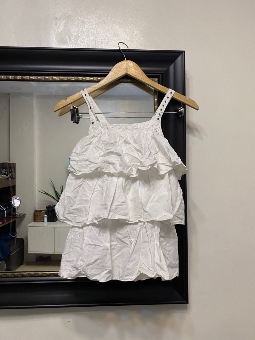 Zara Kids tiered ruffle top, Women's Fashion, Tops, Sleeveless on Carousell