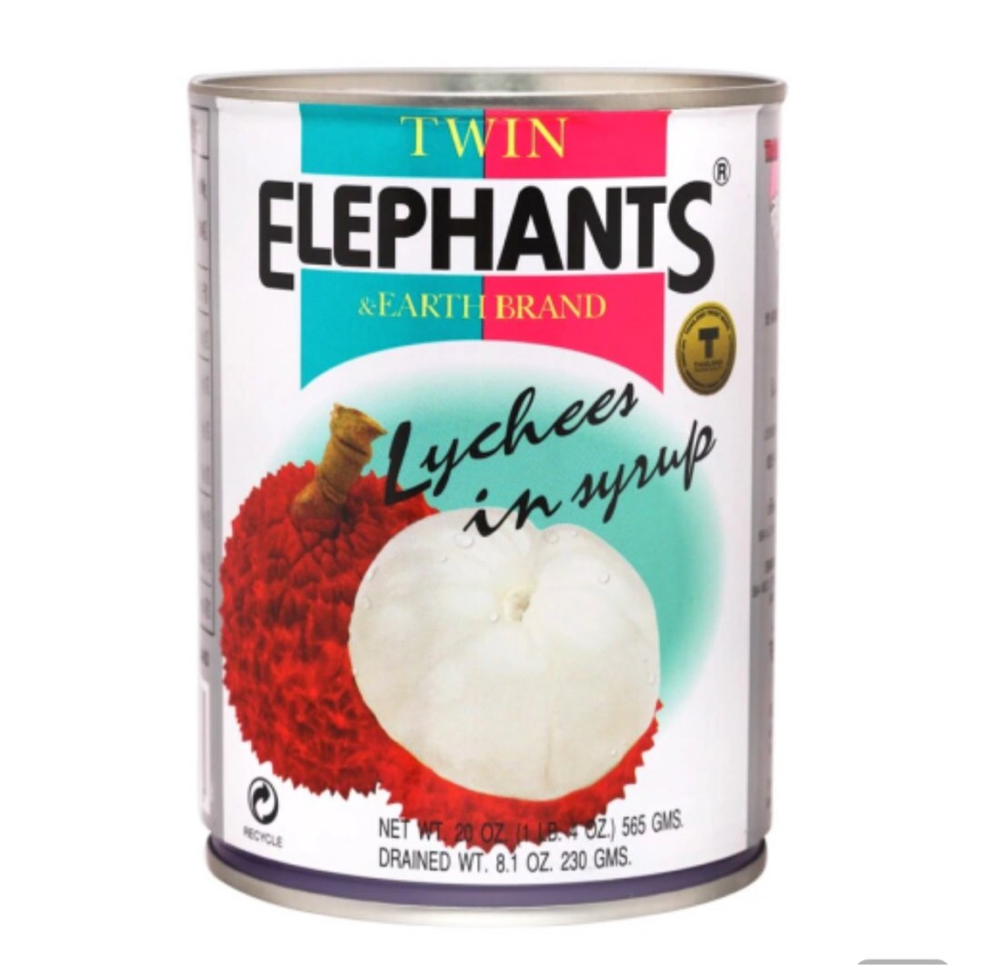 ⭐️$32 減至 $12 Twin Elephants 雙象地球牌 糖水荔枝 Lychees 無添加人工香料或防腐劑, 嘢食 & 嘢飲, 包裝 ...