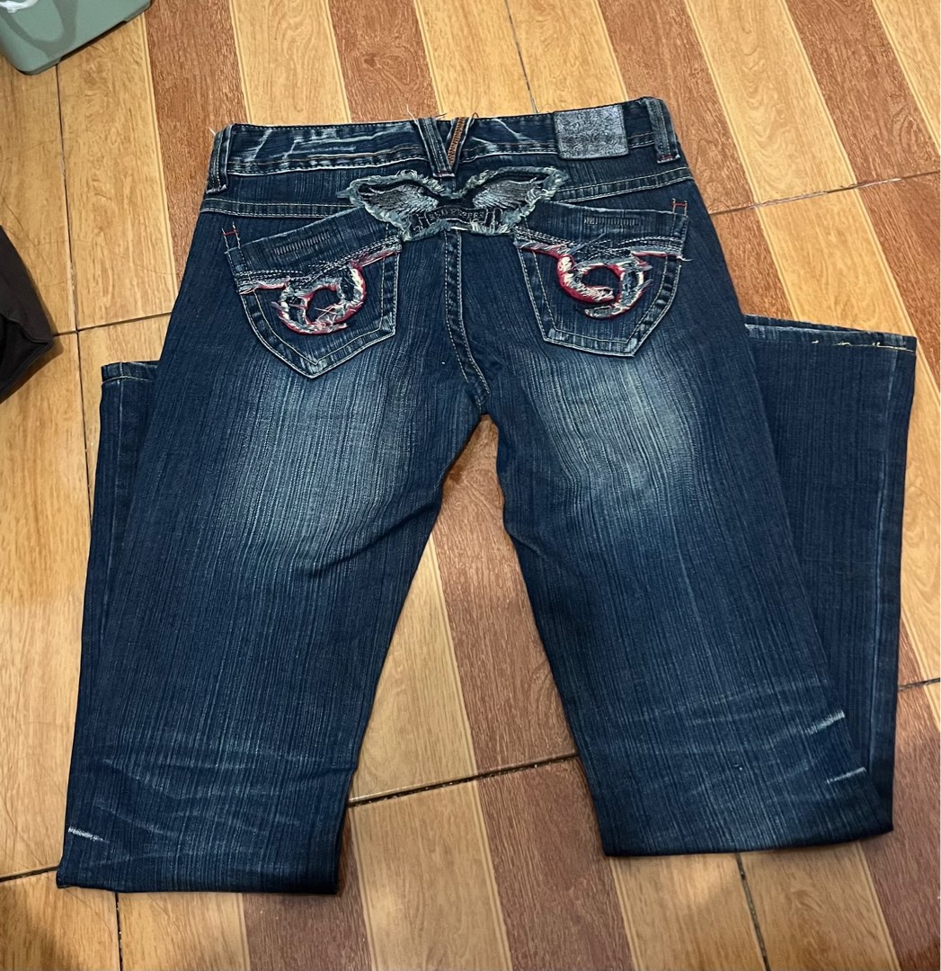 AUTHENTIC Red Pepper Semi Flared Pants Jeans Washed Dark Grunge Punk ...