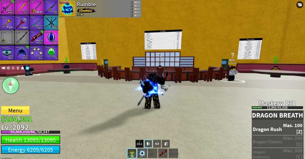 Blox Fruits Account - Permanent Rumble Lv 2092 V3 Shark Dragon Breath ...