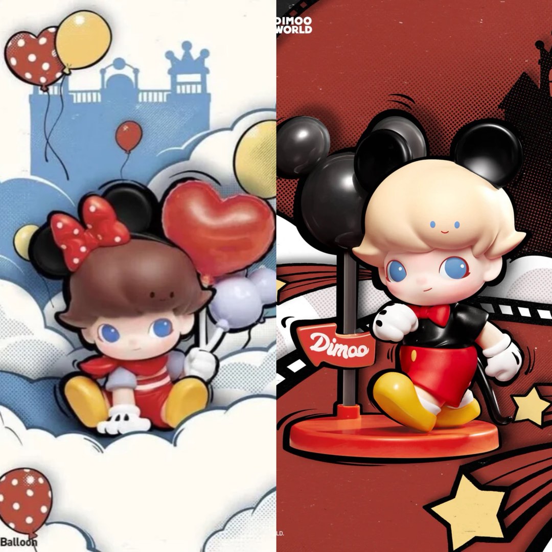 (BNIF)POP MART DIMOO WORLD × DISNEY Series Figures (Minnie balloon ...
