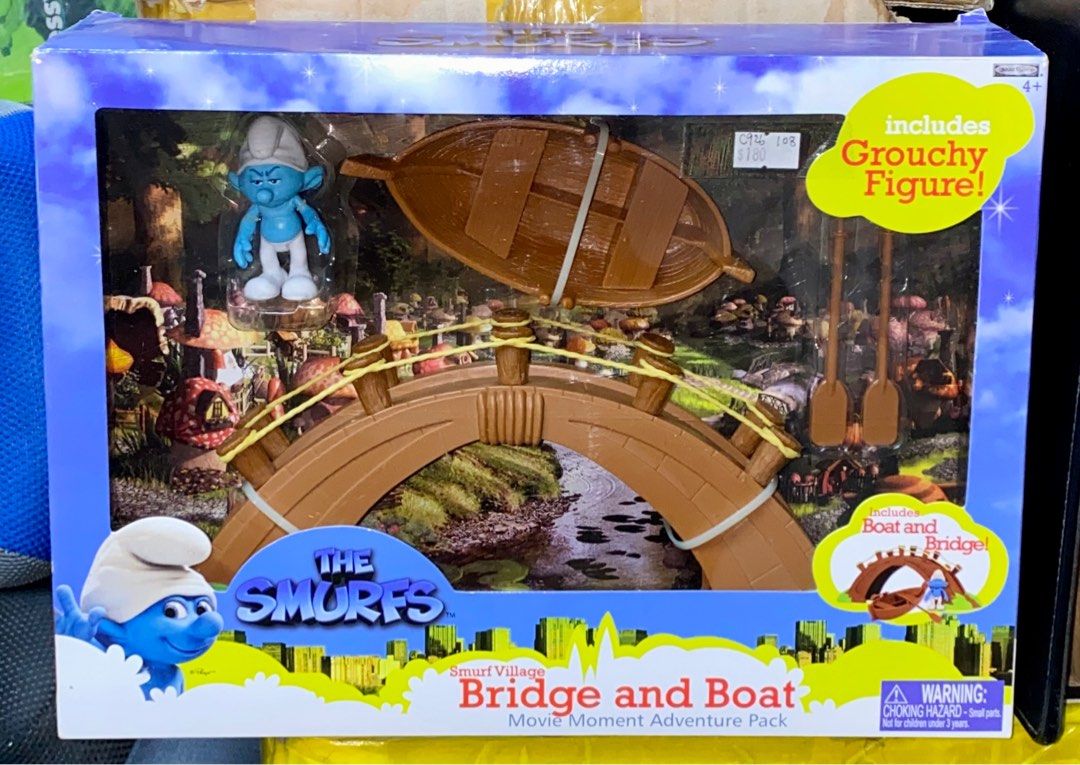 C926-108 JAKKS PACIFIC 33312 藍精靈 橋與船 THE SMURFS VILLAGE BRIDGE AND BOAT ...