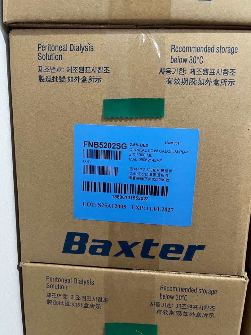 Baxter Dialysis solution 2.5% dex (5000ml), Health & Nutrition, Medical ...