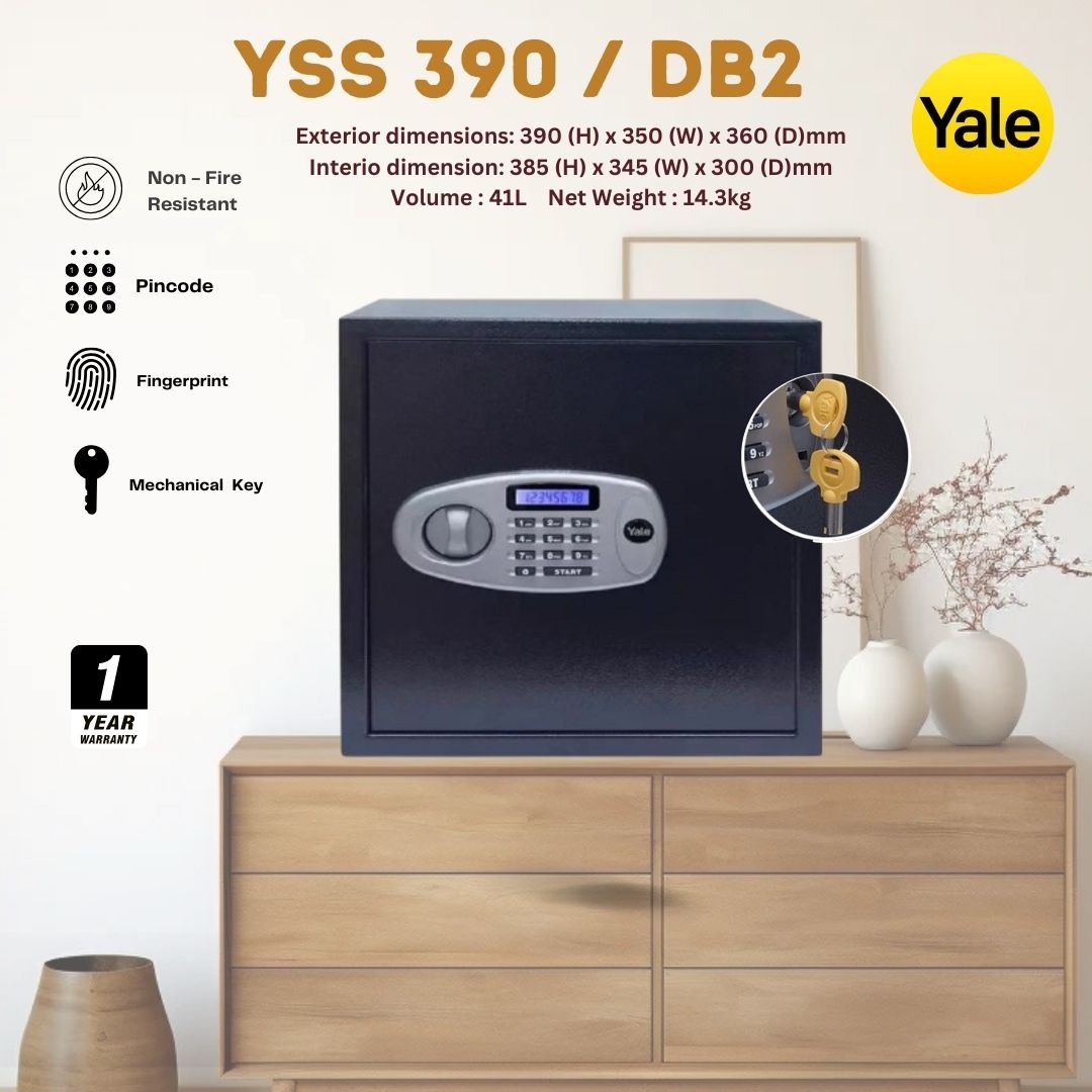 (M Size) Yale YSS/390/DB2 Pincode & Key Accessible Home Security Safe ...