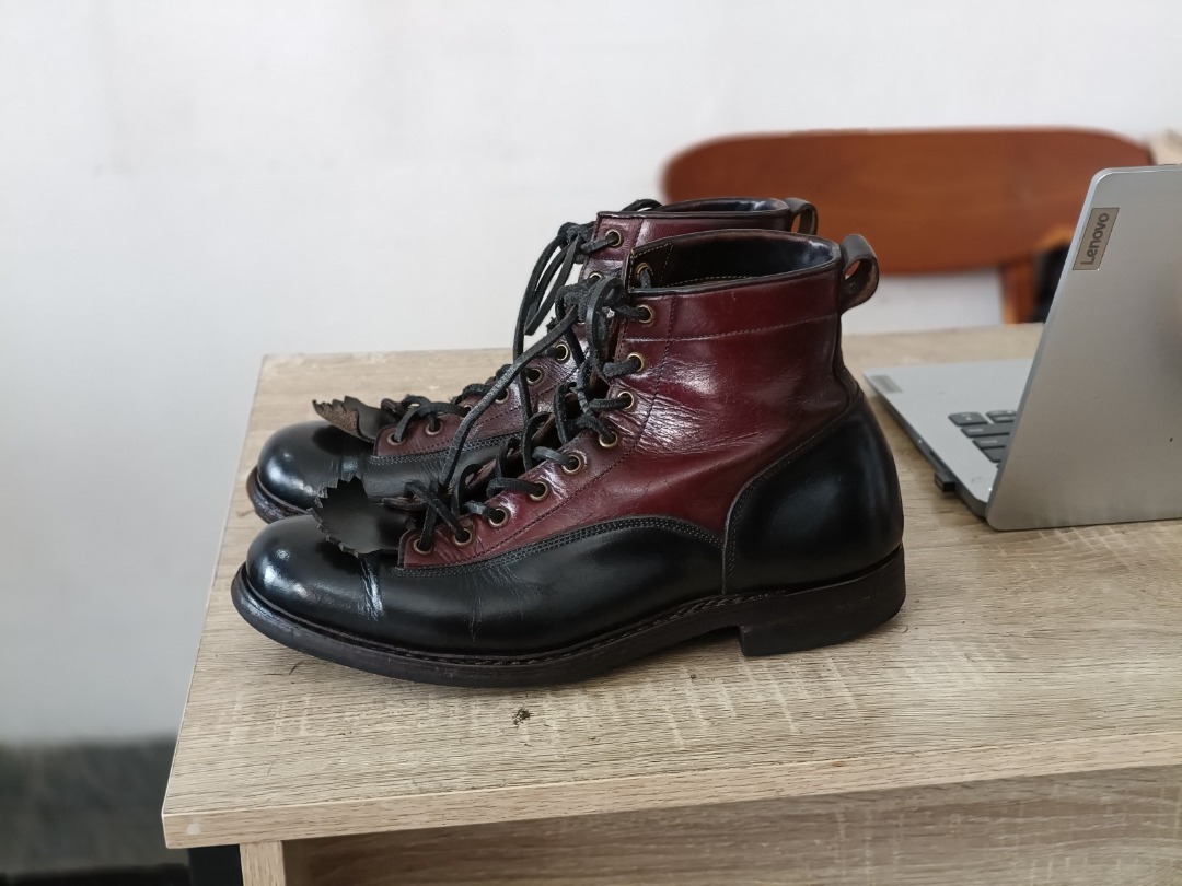 Sagara Valiant II Black x Burgundy, Fesyen Pria, Sepatu , Sepatu Boot ...