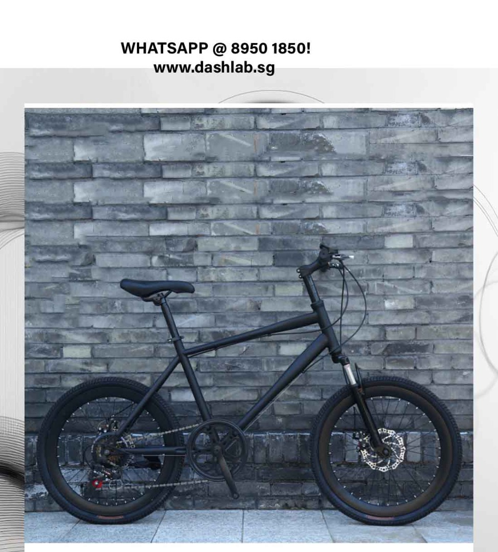 22 Inch 7 Speed MINI VELO [Black] Front Suspension Bicycles Fixie Bike ...