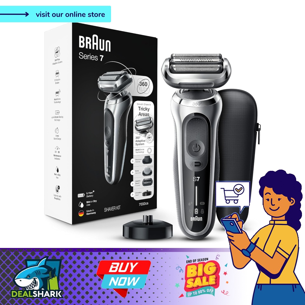 Braun Series 7 7032cs Flex Electric Razor for Men, Wet & Dry, Electric ...