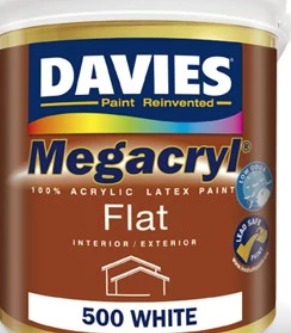 Davies 4ltr DV500 Megacryl Flat Latex White (Self-Priming), Furniture ...