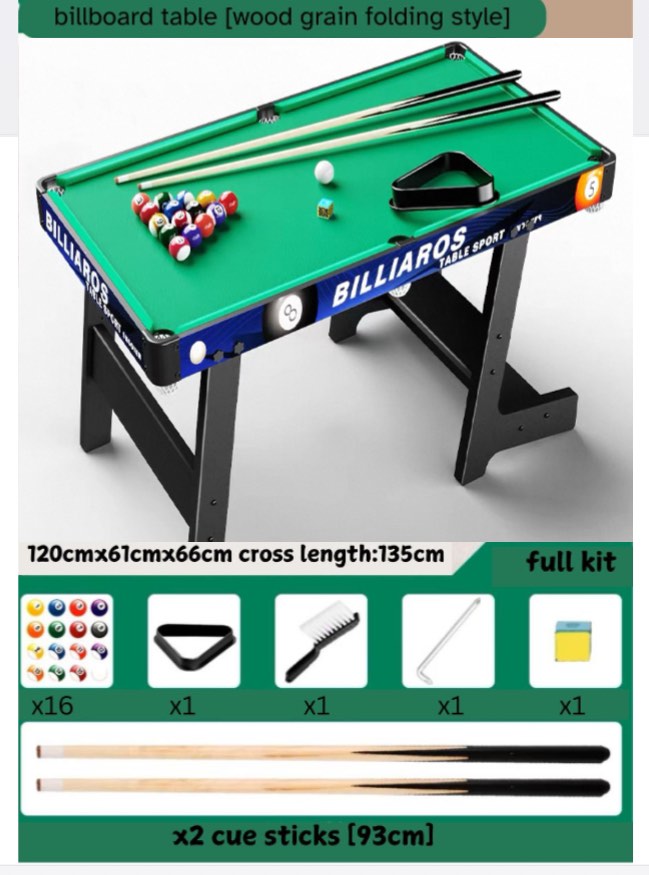 Folding Pool Table/ Billiard Table/ Mini Pool Table/ Cue (135cm Cross ...