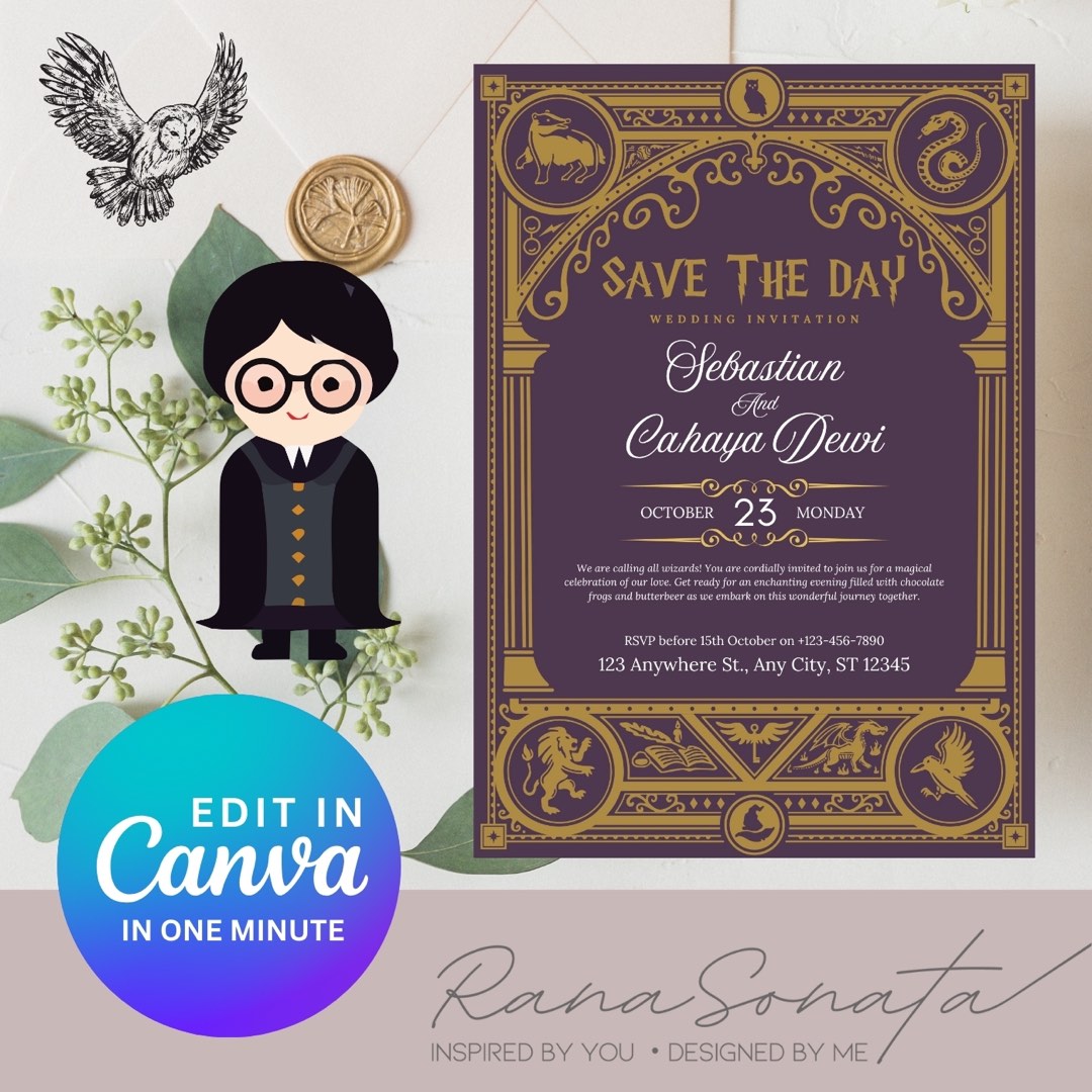 Harry Potter Style Wedding Invite | Printable & Editable | Digital ...