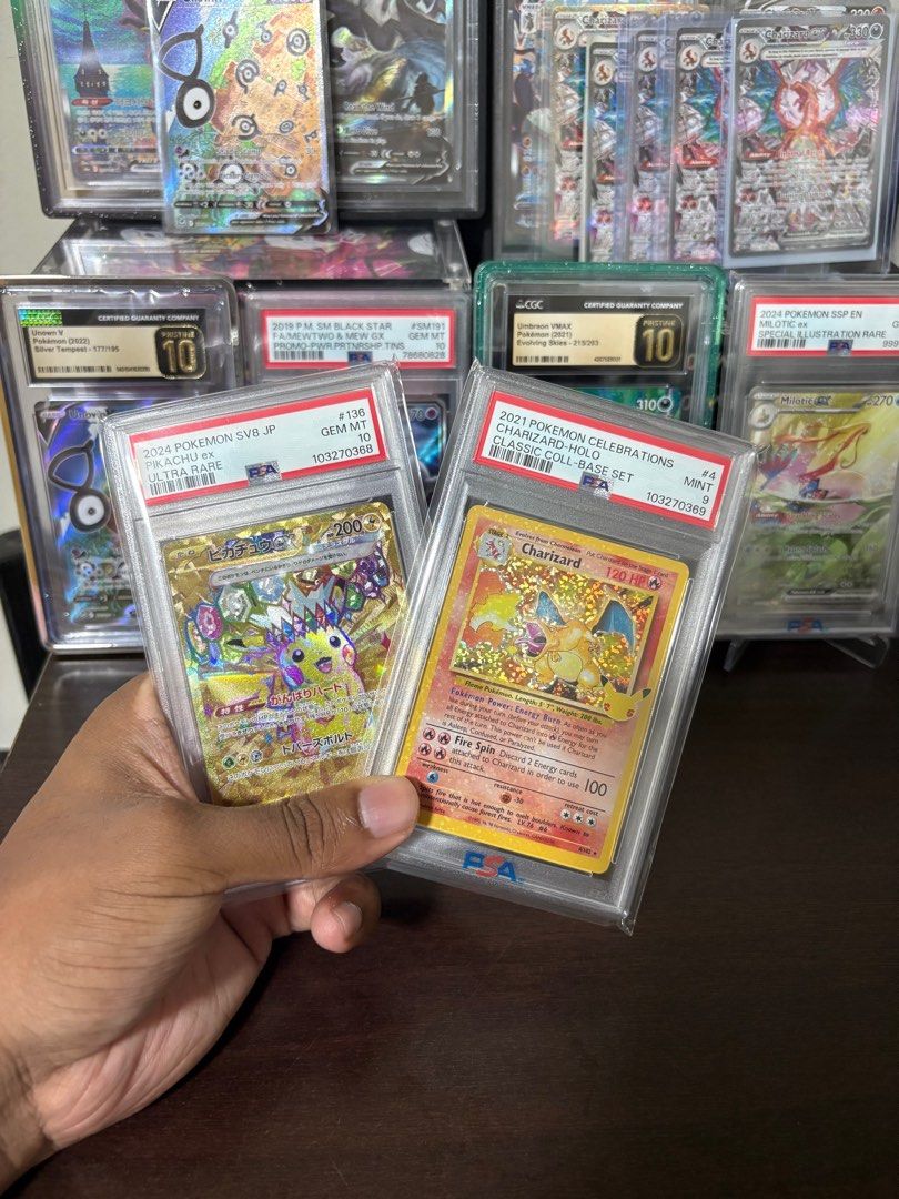 Psa 10 Gold pikachu Charizard celebrations Pokemon cards graded guard ...