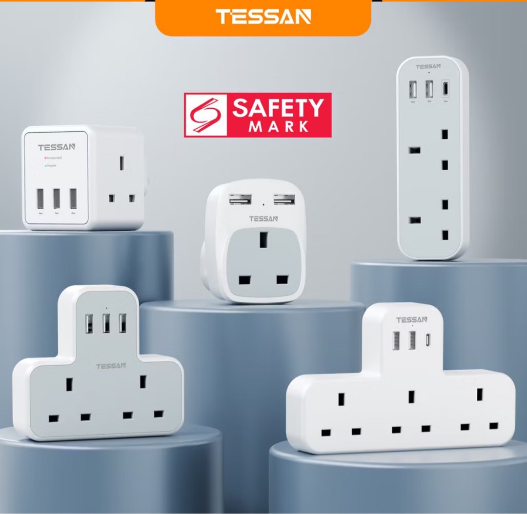 TESSAN Multi Plug Extension with USB+Type C, Plug Adapter Extension ...