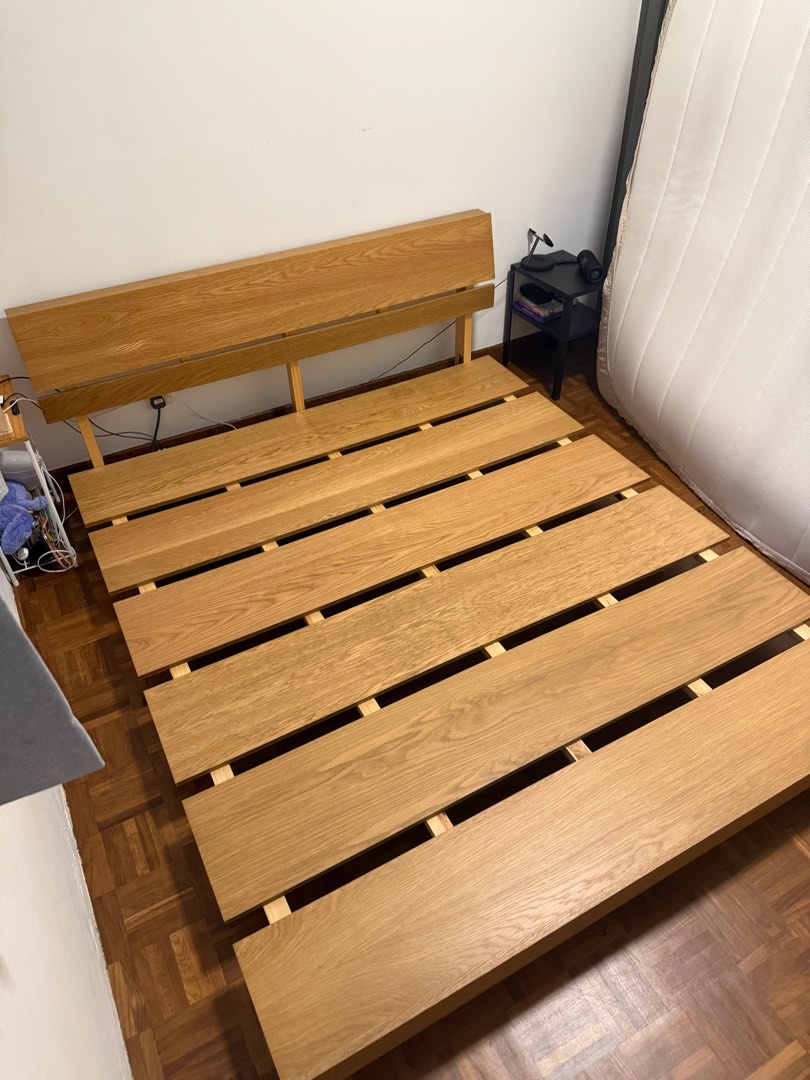 Nitori Wooden Bed Frame (Japanese Queen), Furniture & Home Living ...
