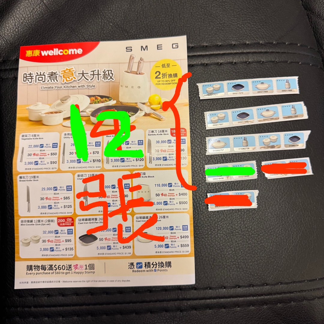 [包平郵-$0.5/個] 惠康印花 SMEG Wellcome Happy Stamp Gift Coupon 惠康笑印, 門票＆禮券, 禮品 ...