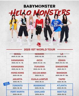 (WTS 2x CAT1) 2025 BABYMONSTER 1st WORLD TOUR IN SINGAPORE , Tickets ...