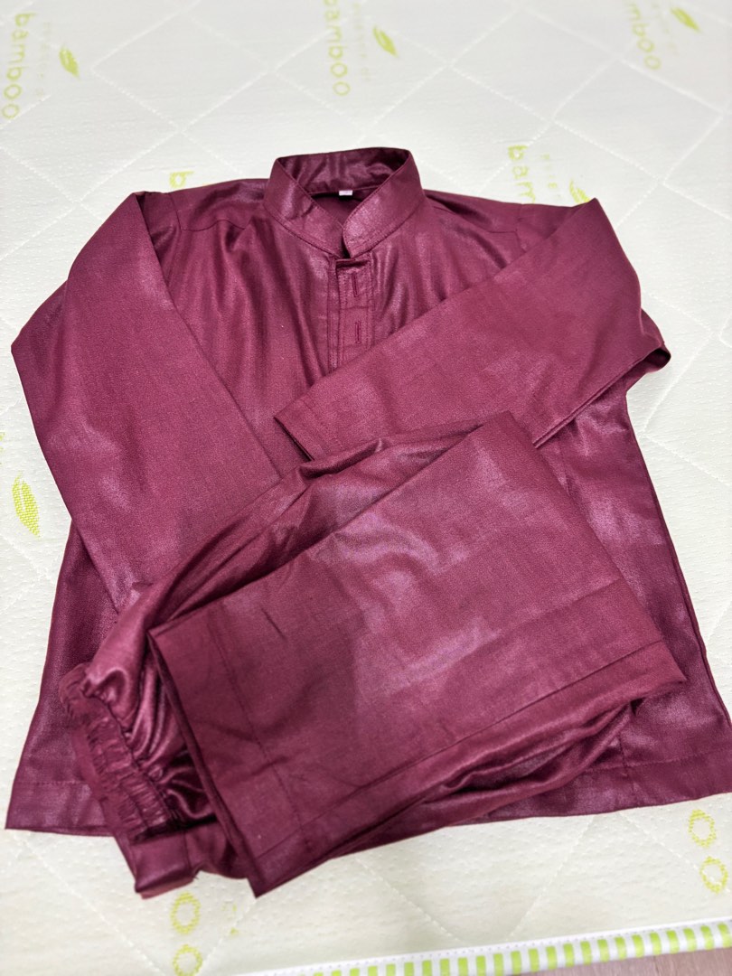 Baju melayu raya budak lelaki burgandy maroon red, Babies & Kids ...