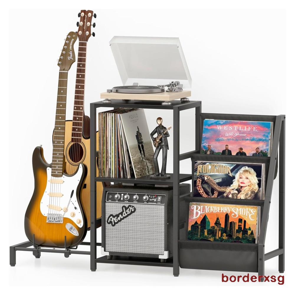 Bikoney Record Player Stand, Guitar Stand for Acoustic, Electric Guitar ...