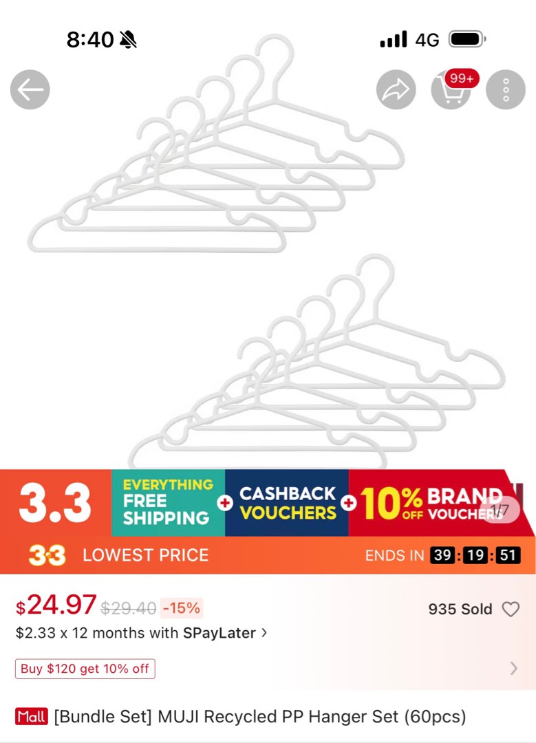 BN Muji Recycled PP Hanger Set (60pcs), Furniture & Home Living, Home ...