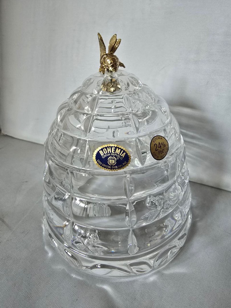 BOHEMIA CRYSTAL BEEHIVE COVERED HONEY BOX, Furniture & Home Living ...