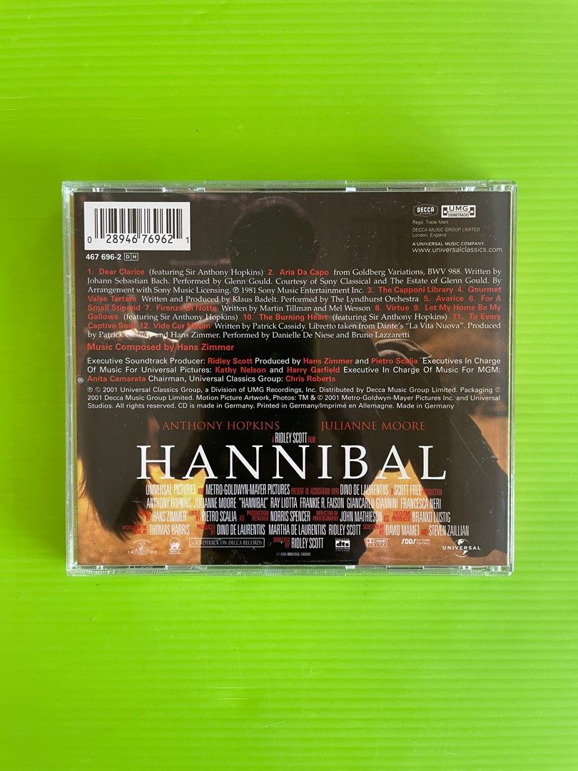 CD Hannibal Original Picture Soundtrack By Hans Zimmer, Hobbies & Toys ...
