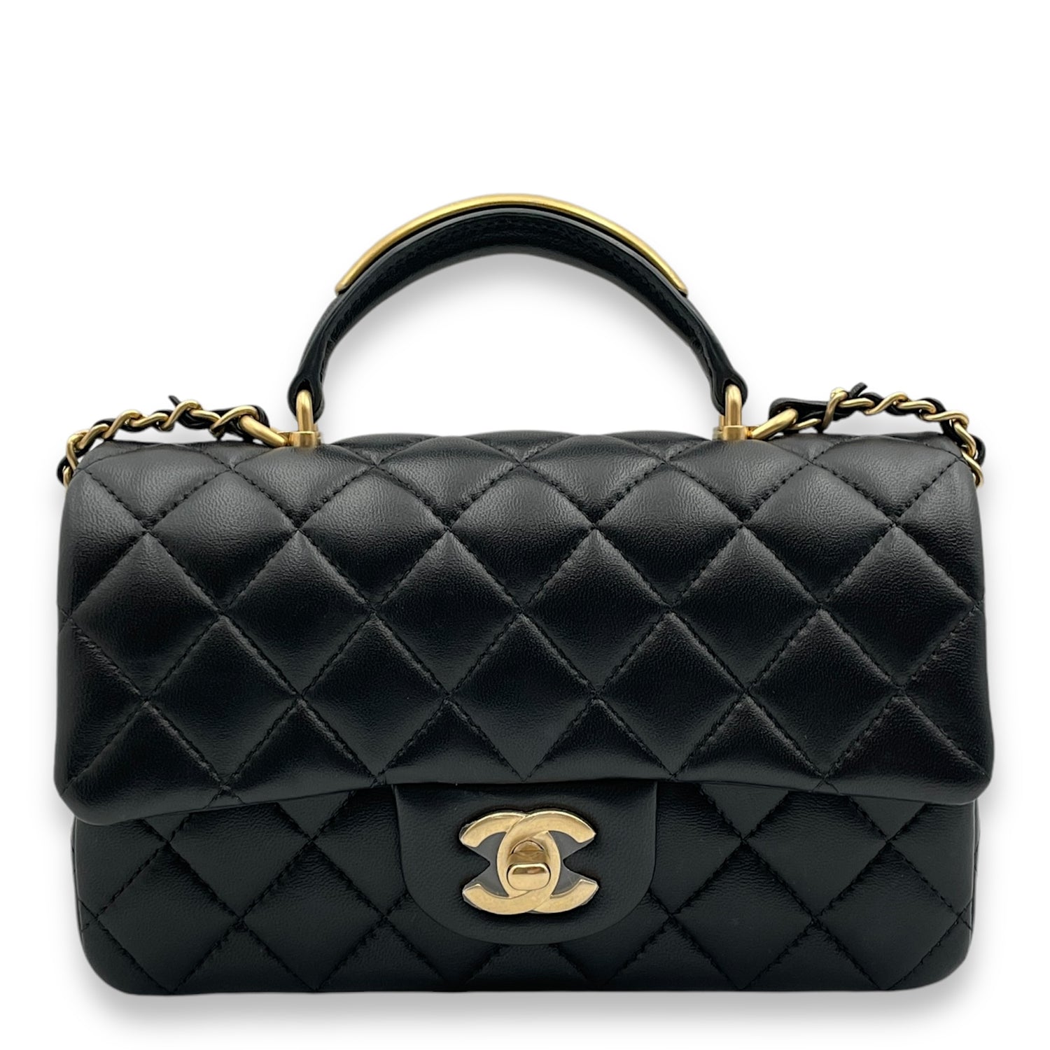 Chanel Rectangle with Metal Top Handle Mini Black Crossbody Bag in ...