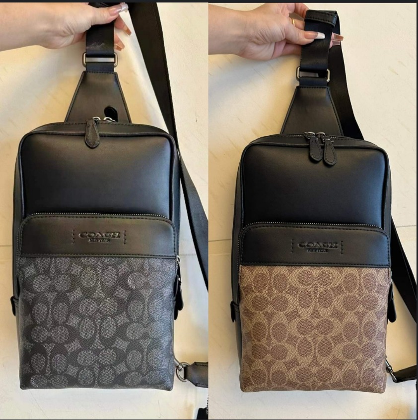 Coach C5332 Gotham Pack Slant Bag in Signature Coated Canvas & Refined ...