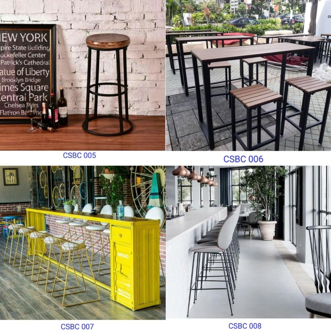 CSBC 005, 006, 007, 008 Solid Wood High Bar Stool Round Chair Cafe ...