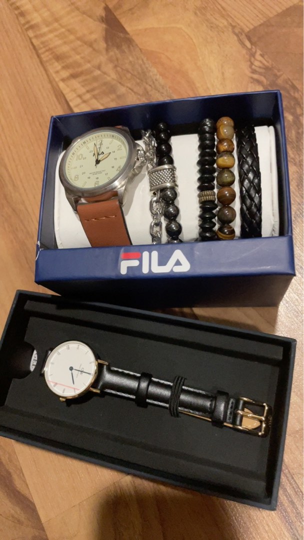 Daniel wellington and Fila Watch with Leather Strap, Men's Fashion ...
