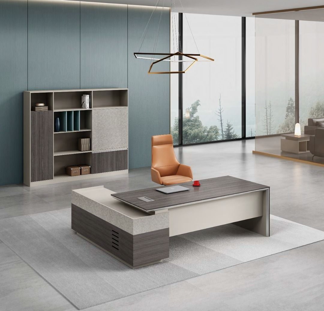 DT B939 Director Table w L Shape Cabinet, Executive Table Office Table, Document Cabinet Home ...