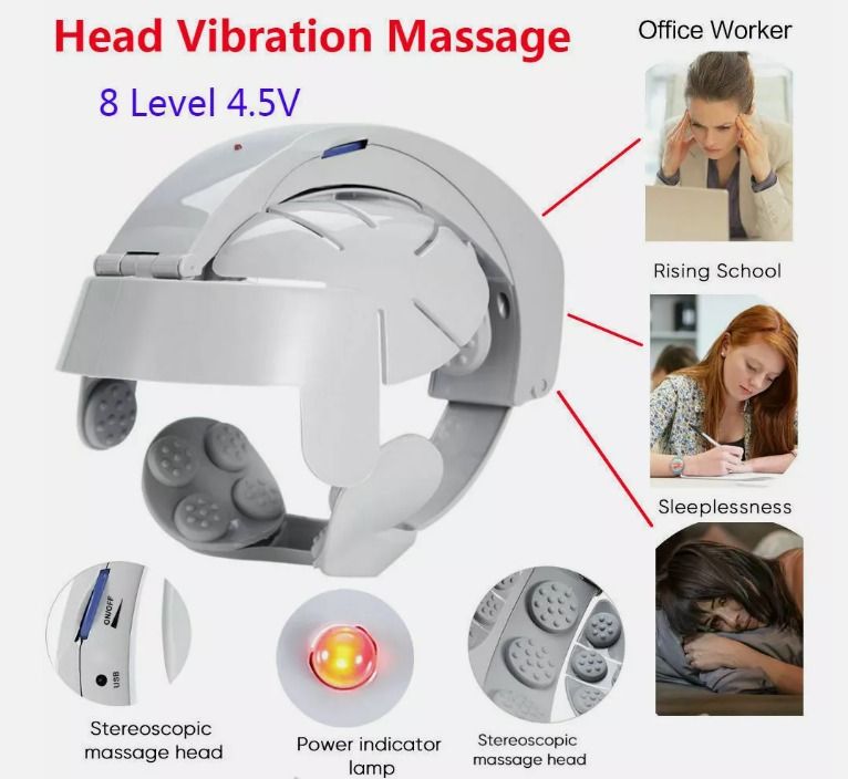 Electric Head Massager Helmet Scalp Brain Relaxation Vibration ...