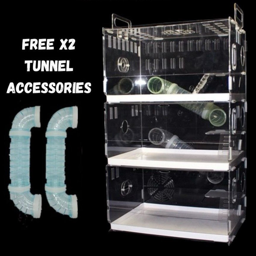 Extra Large Hamster Small Pets Clear Acrylic House Cage Three Layer ...