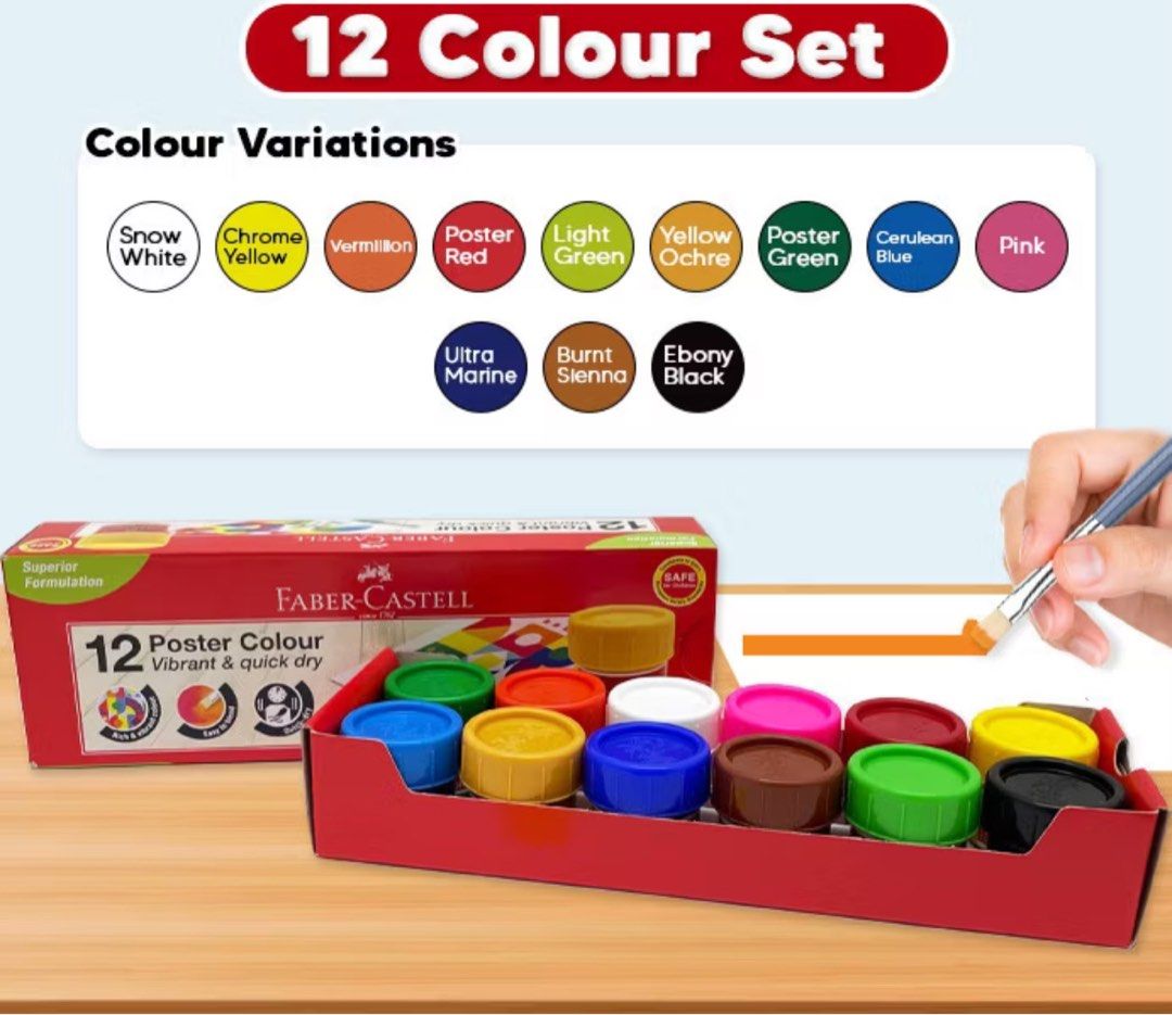 Faber Castell 12 poster colour, Hobbies & Toys, Stationery & Craft ...