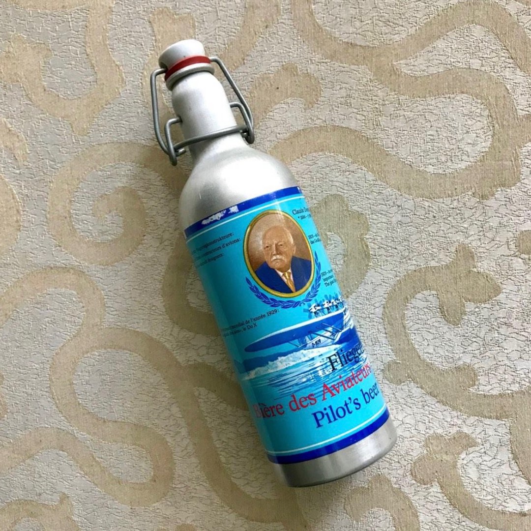 Fliegerbier Pilot’s beer empty aluminum bottle - Claude Dornier Germany ...