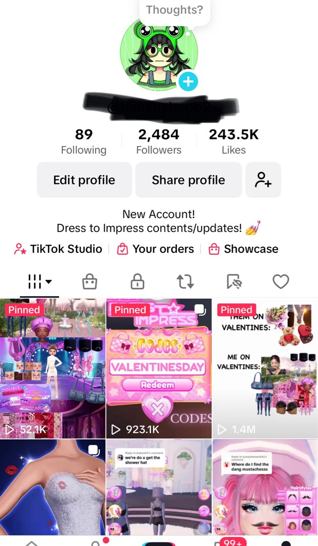 FOR SALE! TIKTOK ACCOUNT BLACK APP DRESS TO IMPRESS ROBLOX FOLLOWERS ...