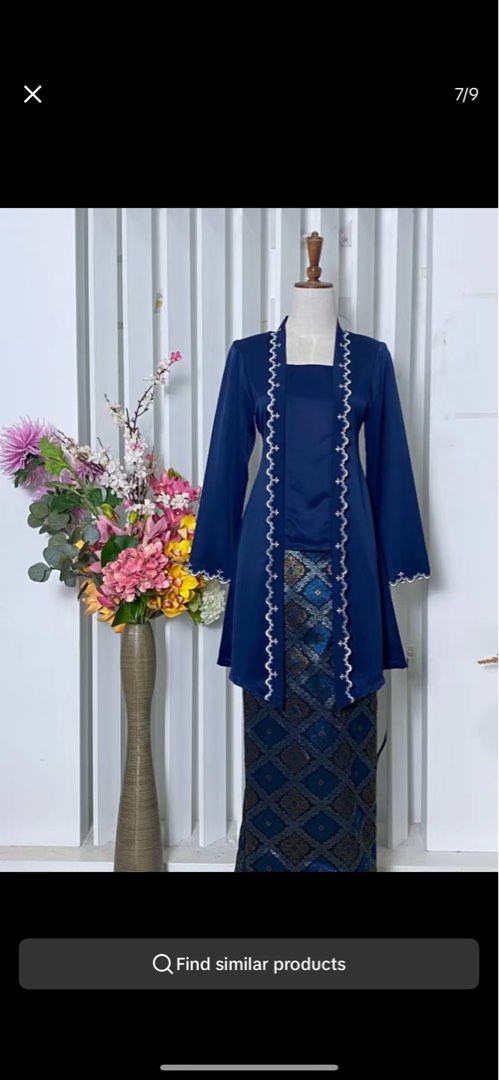 Hanna rauda kebaya songket blue black, Women's Fashion, Muslimah ...