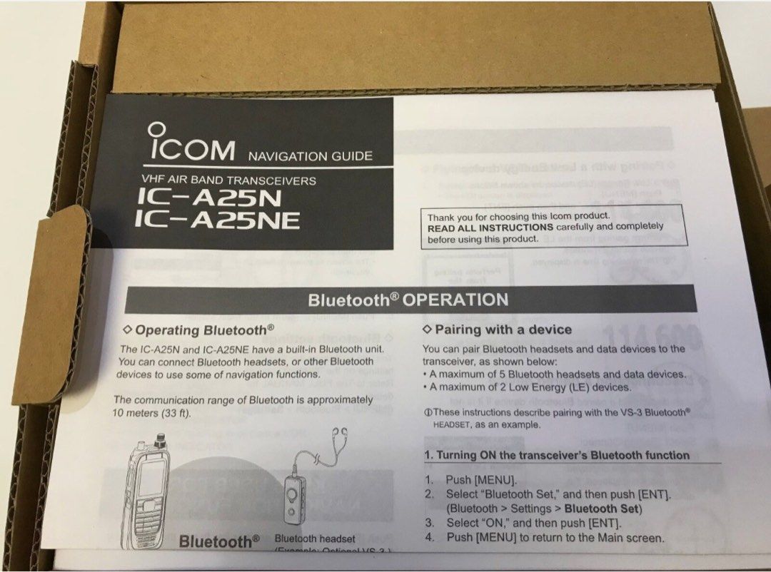 Ic-a25n Icom VHF Airband Handheld Navigation Transceiver GPS Bluetooth ...