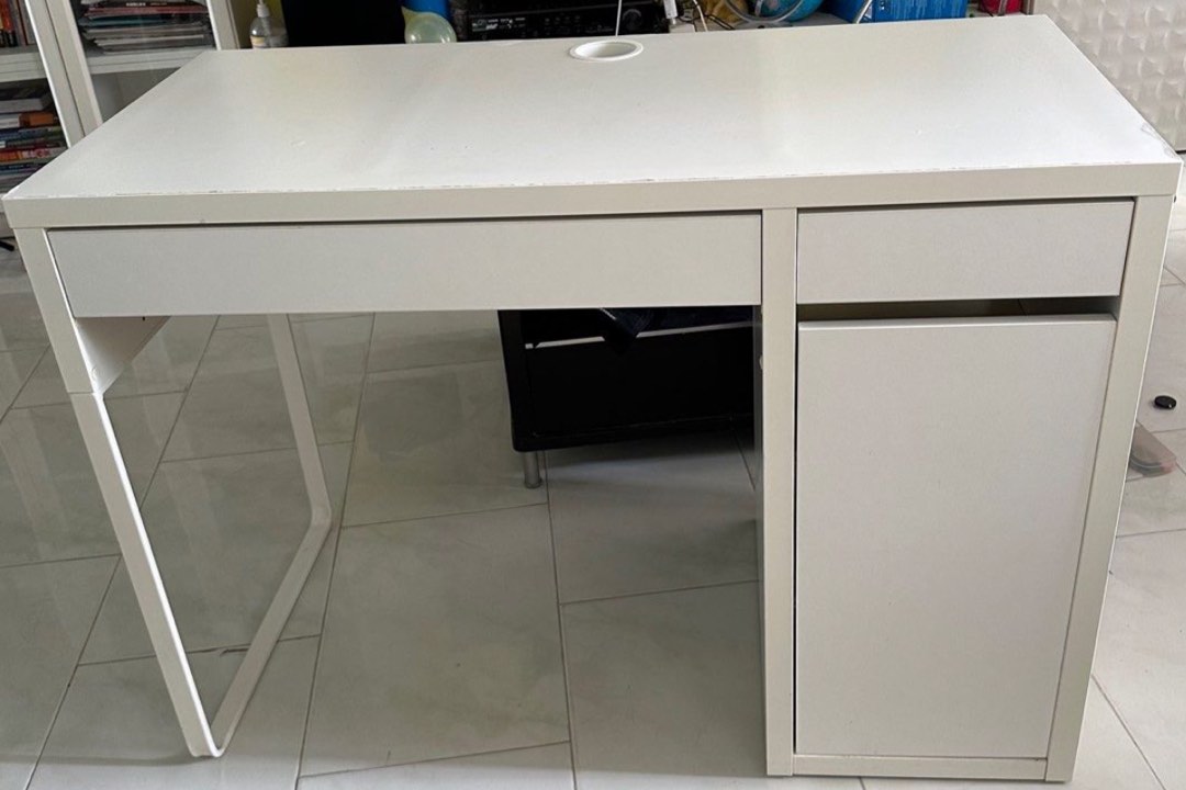 IKEA Study Table white table with drawers, Furniture & Home Living ...