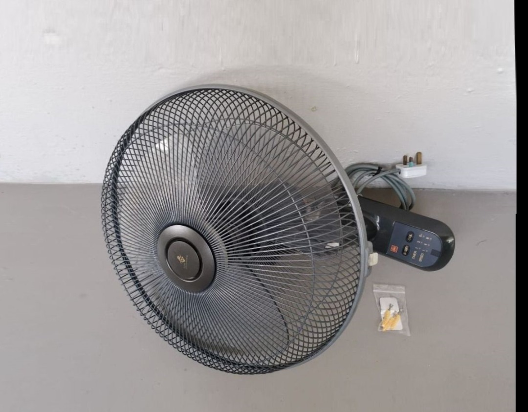 KDK 16" Wall Fan with wall bracket & remote controller, Furniture ...