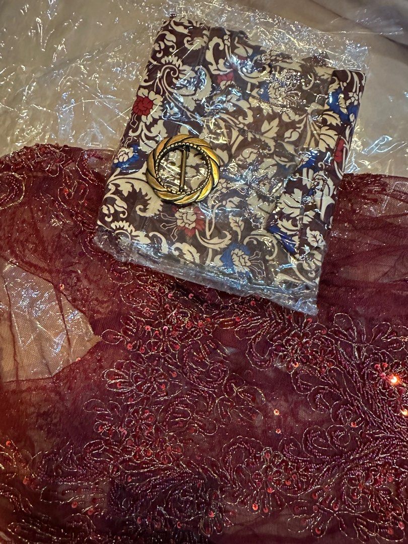 Kebaya Nyonya Manik Payet Putih + Inner + Kain Pario + Belt, Women's ...