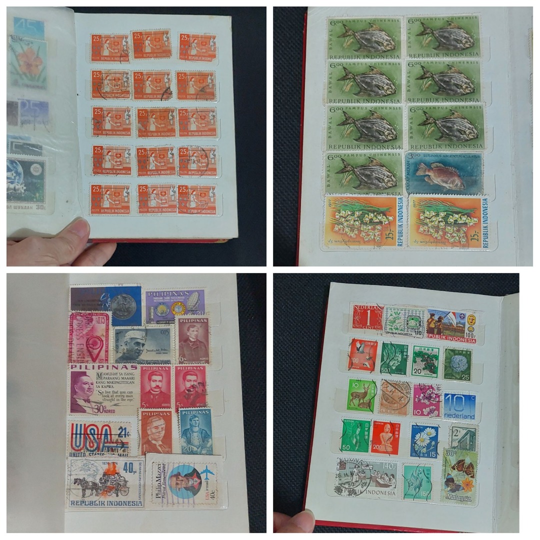 koleksian album beserta perangko lama bekas 224 lembar, Antik, Filateli ...