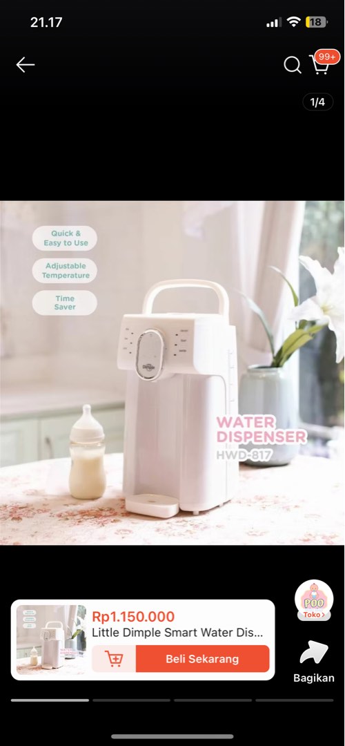 Little dimple smart water dispenser instant 1,7 liter praktis membuat ...