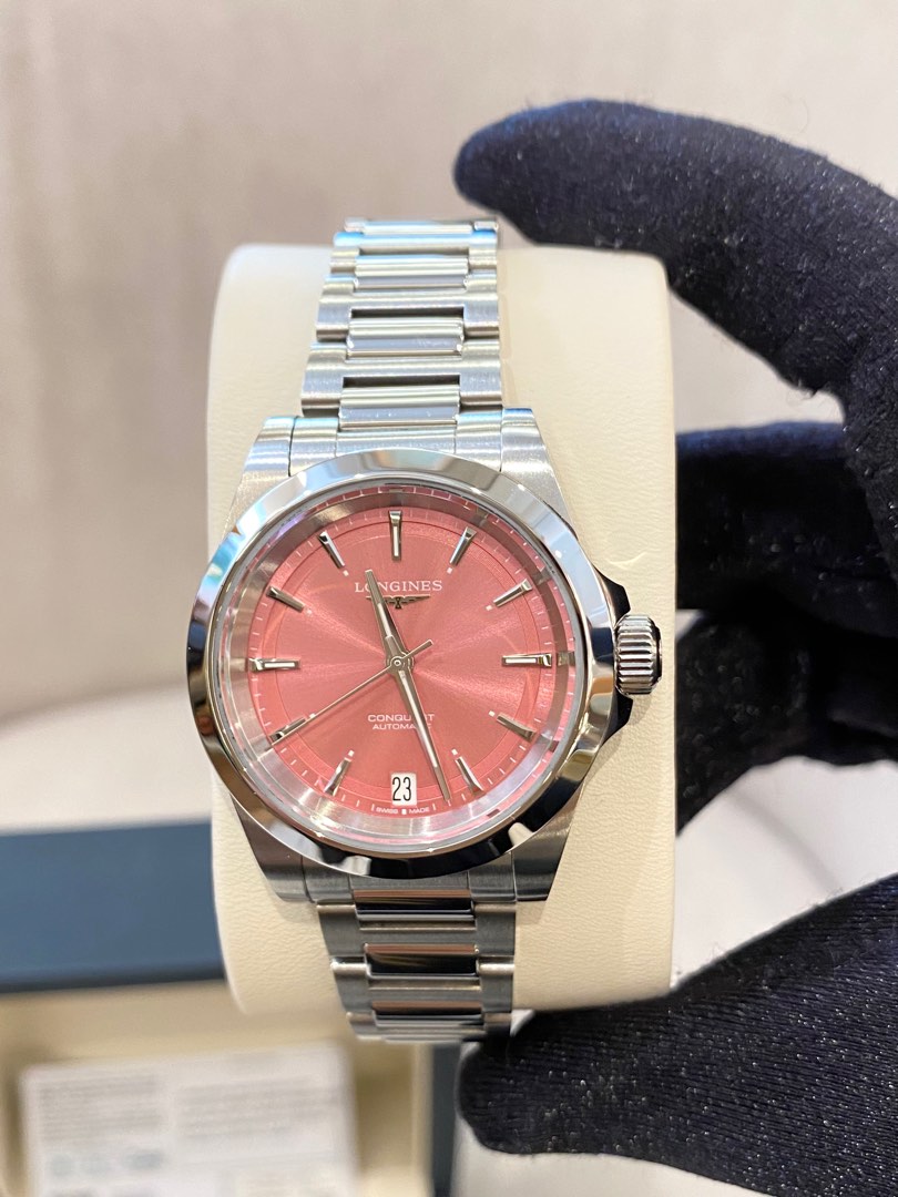 LONGINES CONQUEST PINK REF L3.L3.430.4.99.6 34MM AUTOMATIC WATCH ...