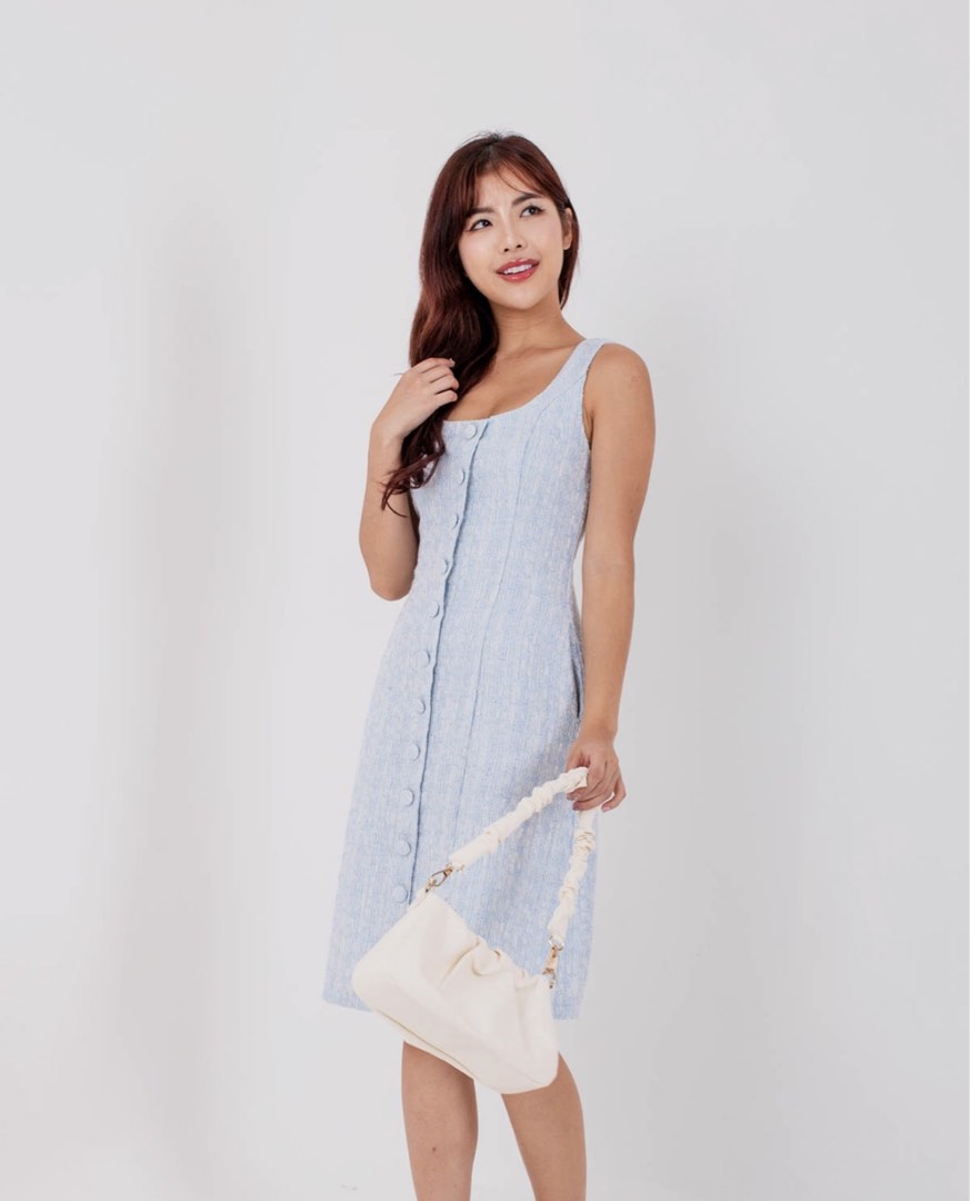 MGP ISOLYN TWEED DRESS IN BLUE, Women's Fashion, Dresses & Sets ...
