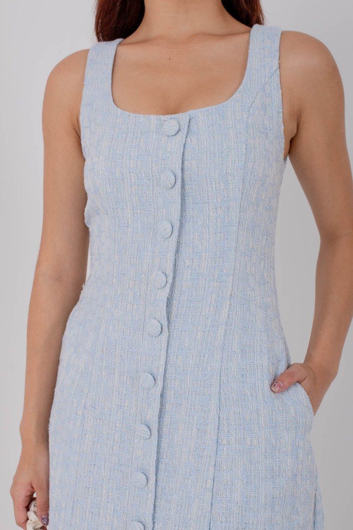 MGP ISOLYN TWEED DRESS IN BLUE, Women's Fashion, Dresses & Sets ...