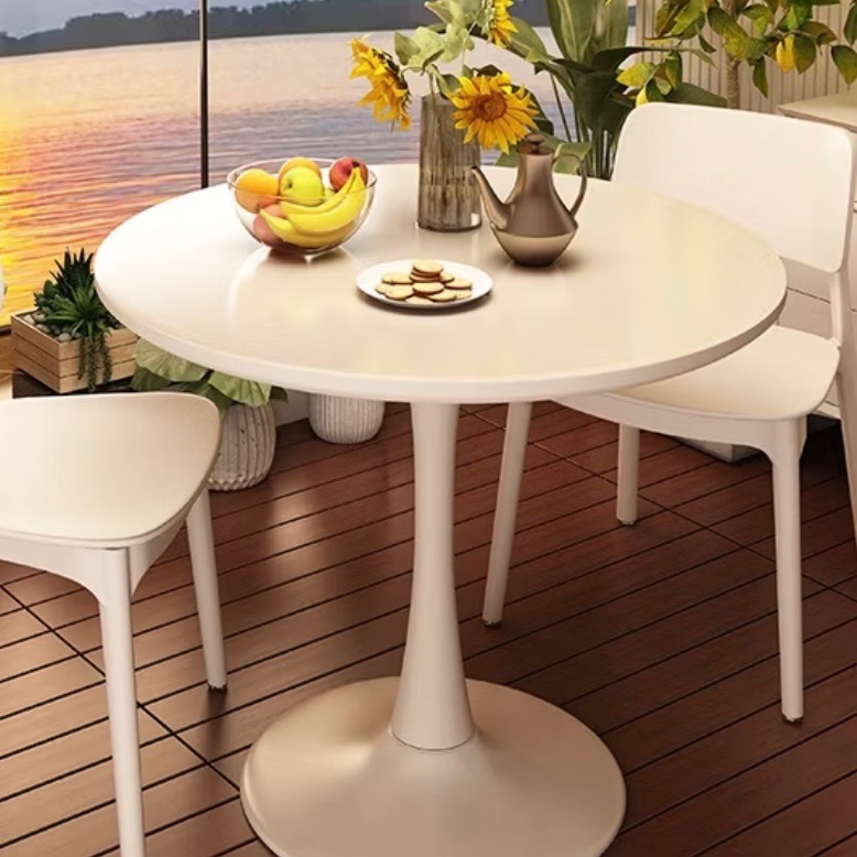 Minimalist Round Dining Table | White Nordic Cafe Table for Small ...