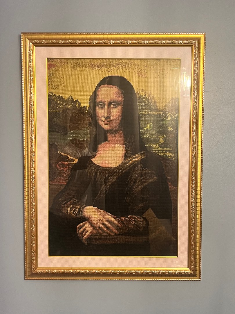 Mona Lisa cross Stitch in Gold frame, Hobbies & Toys, Stationary ...