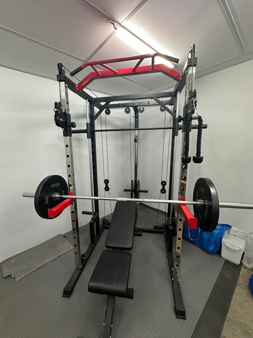 Multi function smith machine free weights, barbell and bench, Sports Equipment, Exercise ...
