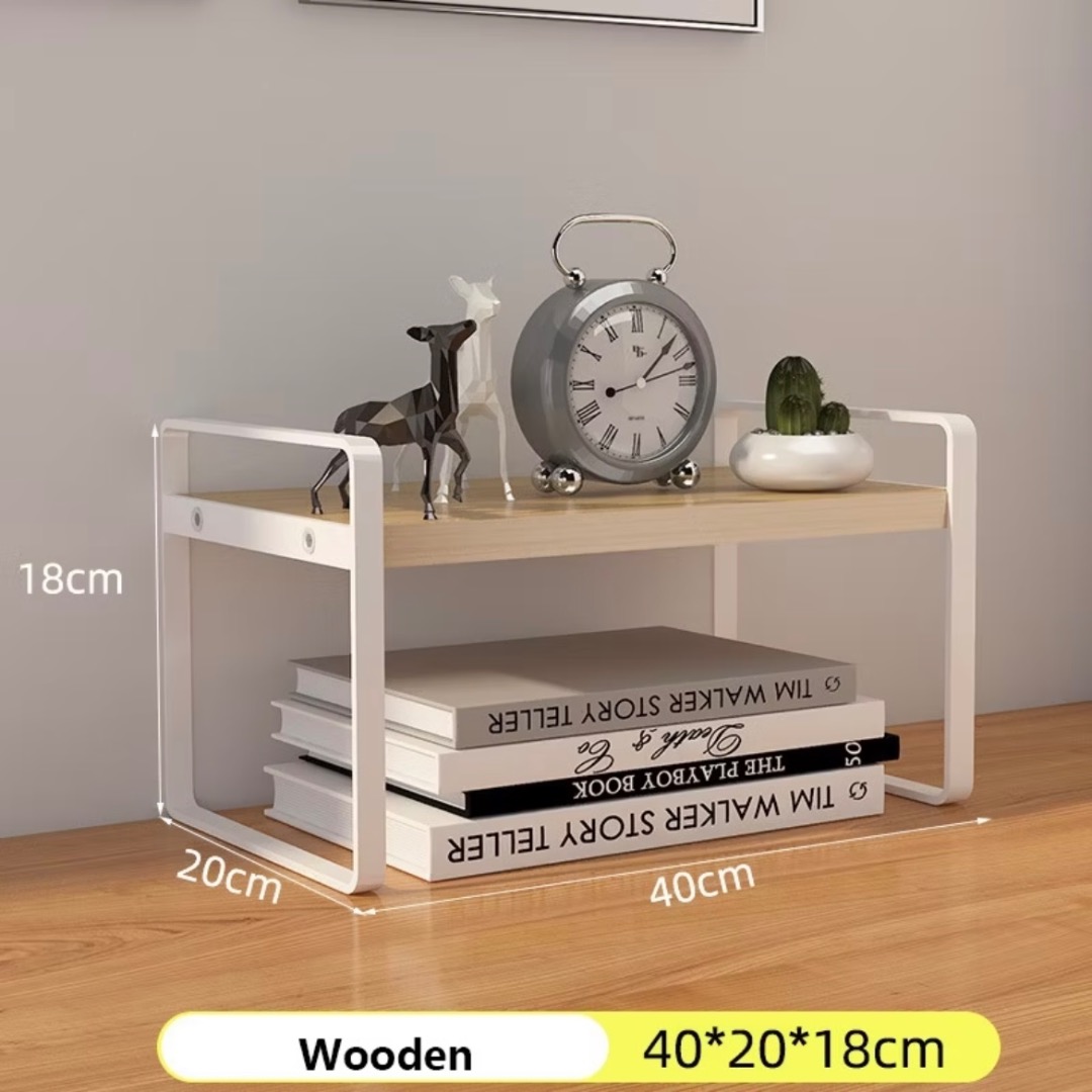Multi Tier Storage Shelf | Wooden Desktop Organizer Rack | Small ...