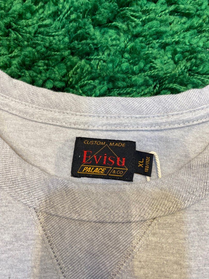 PALACE X EVISU GREY MARL, Men's Fashion, Tops & Sets, Tshirts & Polo Shirts on Carousell