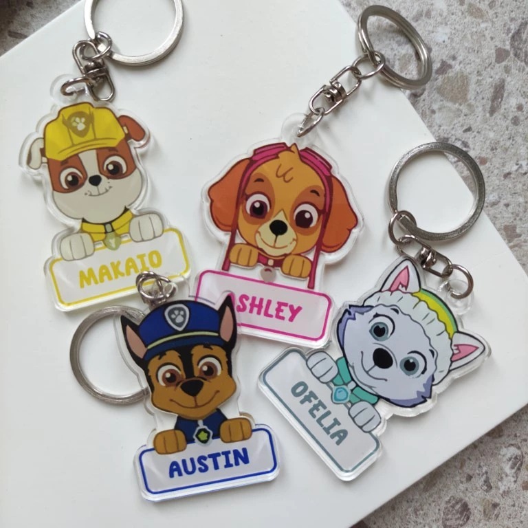 PAW PATROL KEYCHAIN CUSTOM NAME AND DESIGN RUBBLE KEYCHAIN CHASE ...